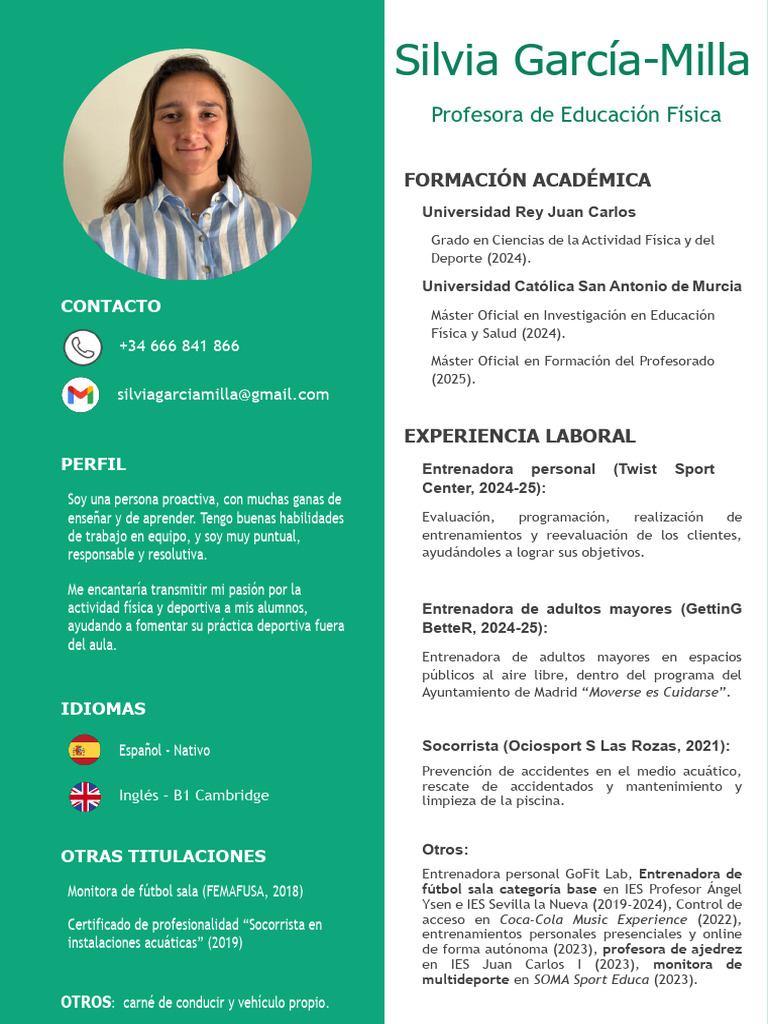 CV Silvia García-Milla | PDF | Aprendizaje