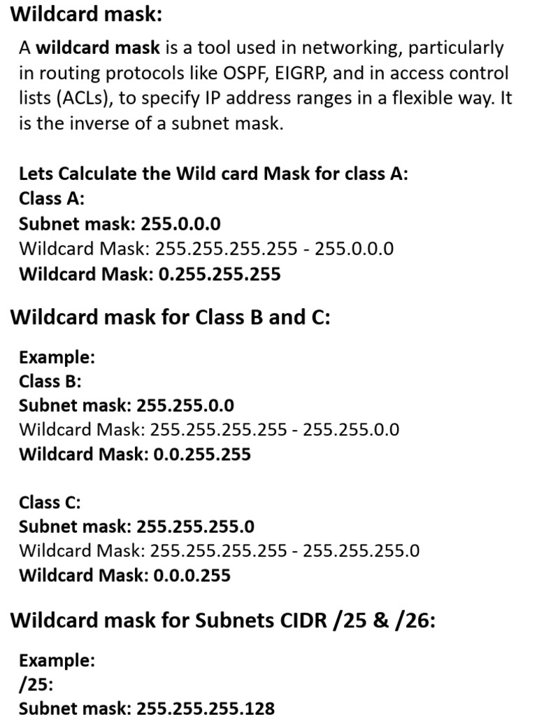 Understanding Wildcard Masks in Networking | PDF