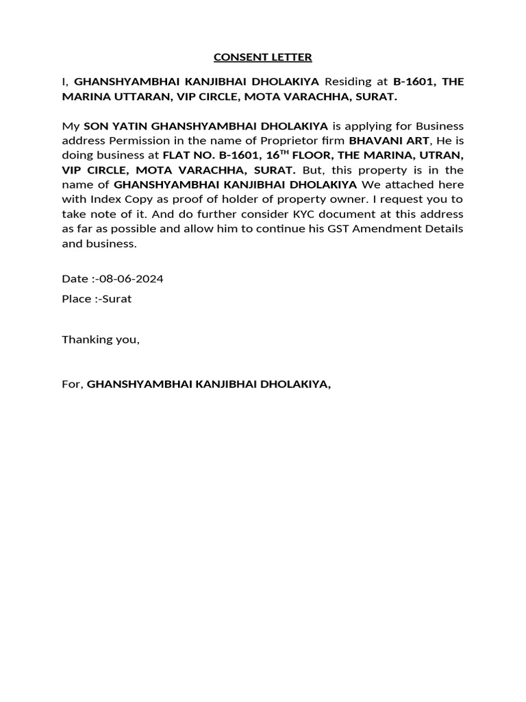 Consent Letter | PDF