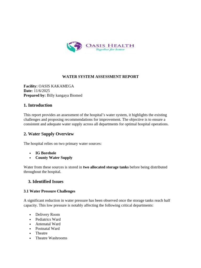 Oasis Water System Assessment Report | PDF