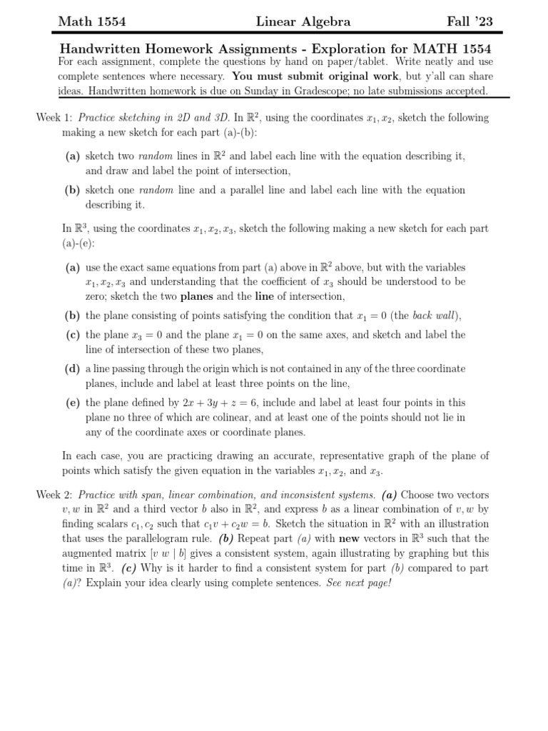 Ma1554f23 Handwritten HW | PDF | Eigenvalues And Eigenvectors | Matrix (Mathematics)
