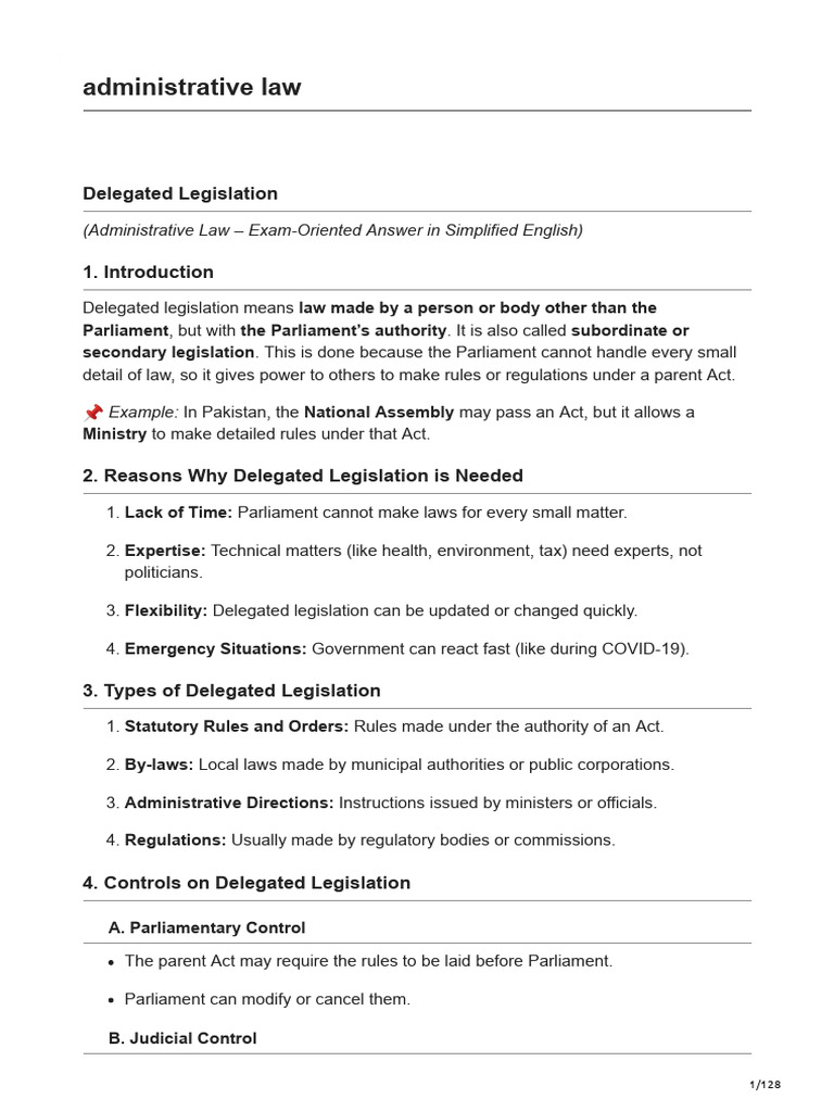 Understanding Delegated Legislation in Law | PDF | Statutory ...