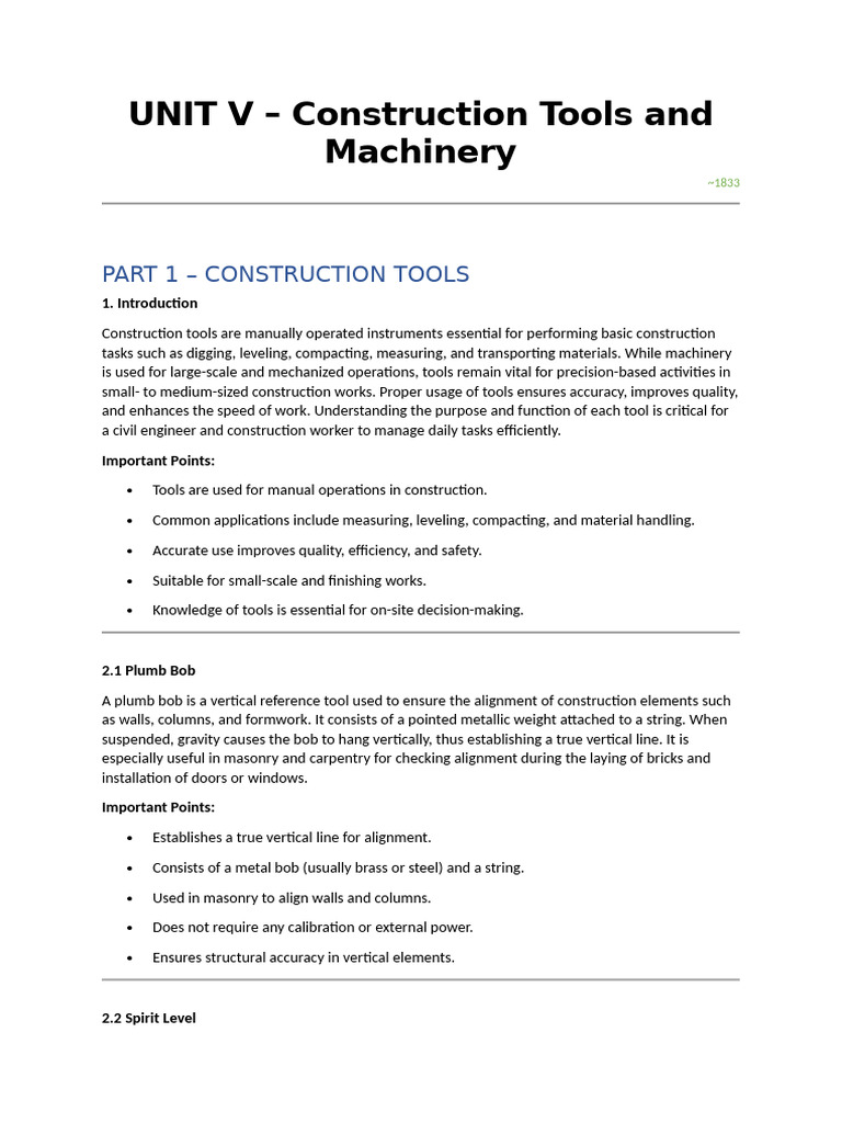 Essential Construction Tools and Machinery | PDF | Concrete | Crane ...