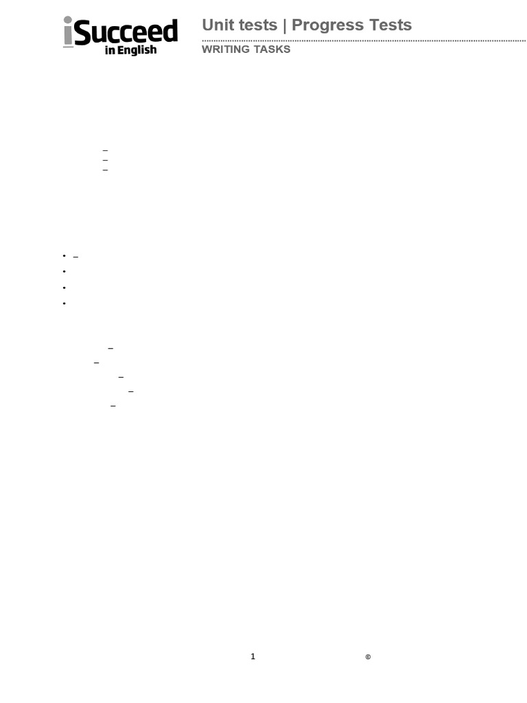 ISucceed - Level 1 - Progress Tests Writing Tasks Assessment Criteria | PDF