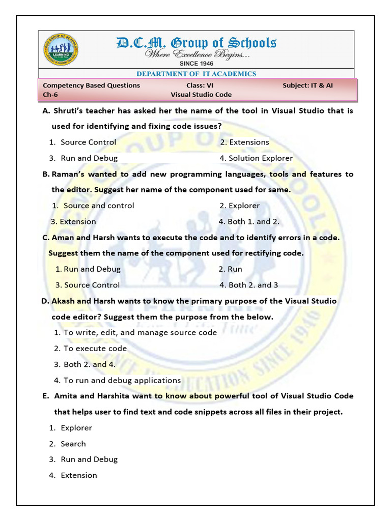 Resource 20250425084019 Class Vi Computer Science L-6 Competency Questions | PDF