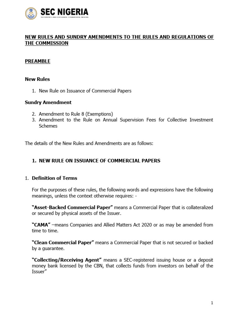 New Rules for Commercial Paper Issuance | PDF | Securitization | Notary ...