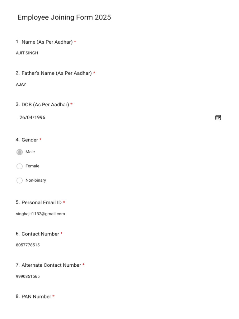 Teleperformance Employee Joining Form 2025 | PDF