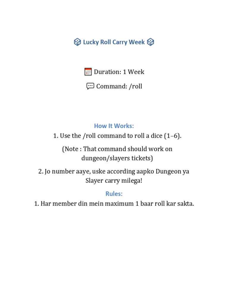 Lucky Roll Carry Week Event (1) .Docs | PDF