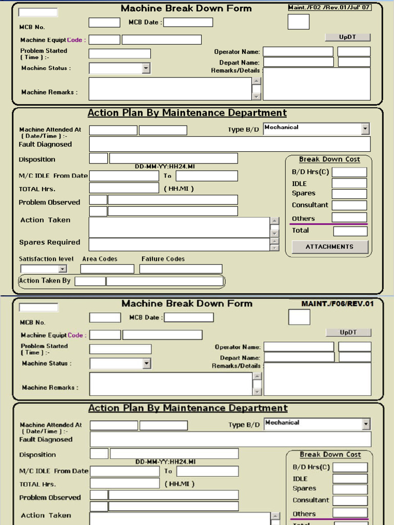 ERP Break Down Form | PDF