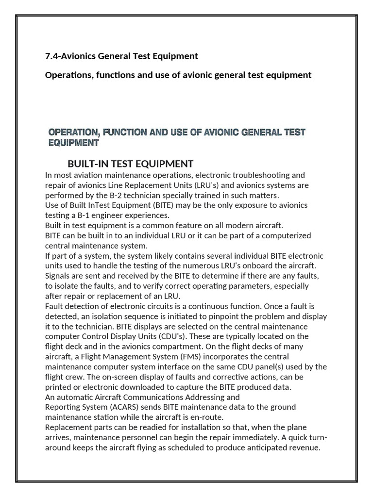 7.4 Avionics General Test Equipment | PDF | Electronics | Electrical ...