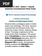 HSSC CET Haryana GK Detailed Notes | PDF