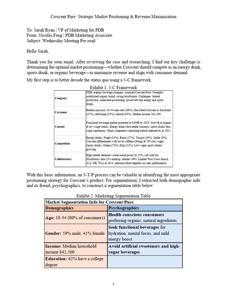 Crescent Pure: Market Positioning Strategy | PDF | Profit (Economics ...