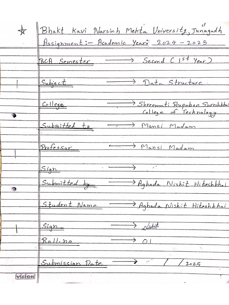 Data Structure Assignment-1 | PDF