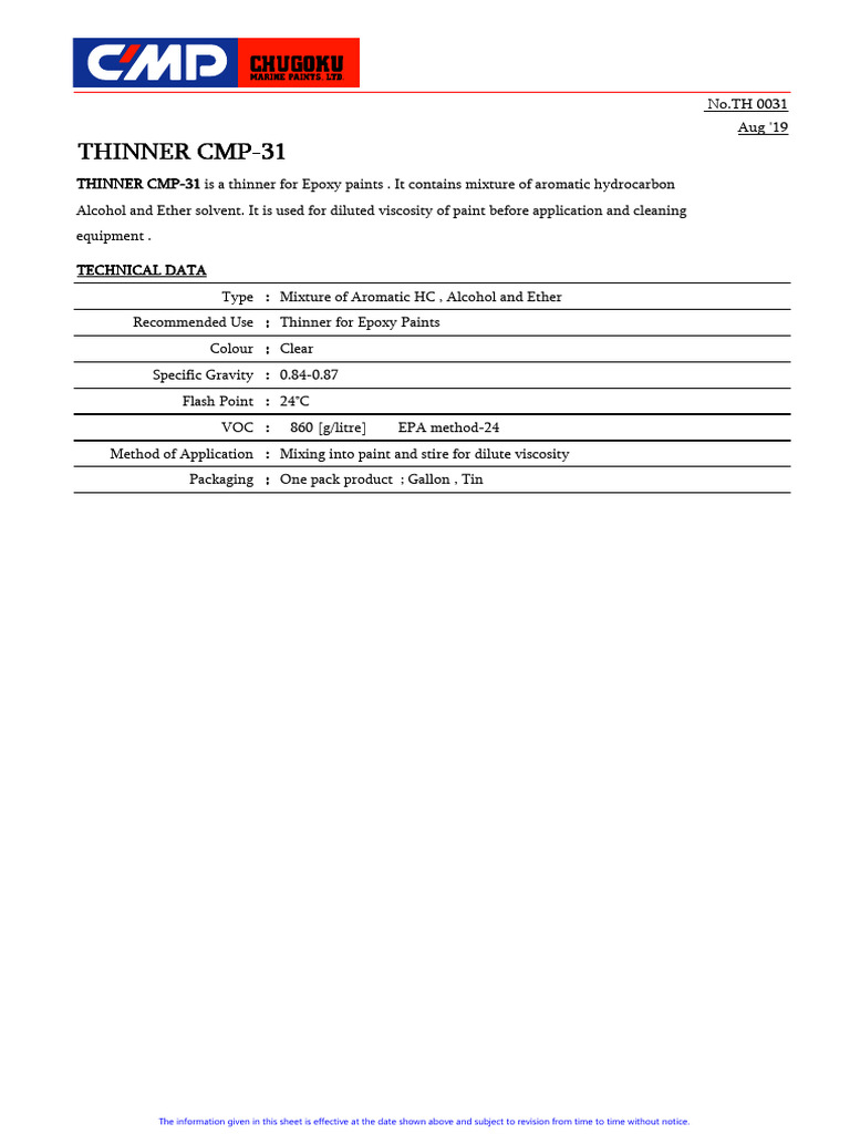 Thinner CMP 31 | PDF