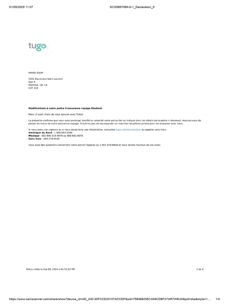 Assurance Declaration Fr-Partagé Via CamScanner | PDF