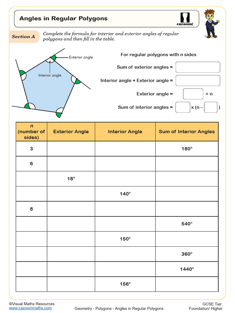 Cazoom Maths. Polygons. Angles in Regular Polygons | PDF | Polygon | Angle