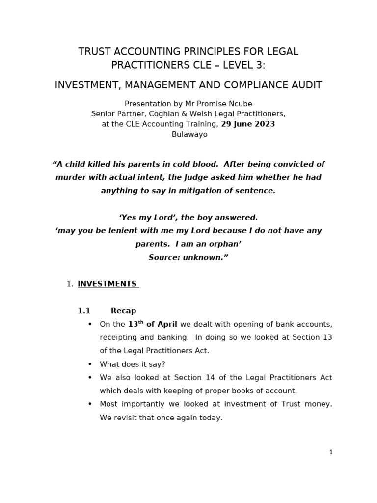 Trust Accounting for Legal Practitioners | PDF | Debits And Credits ...