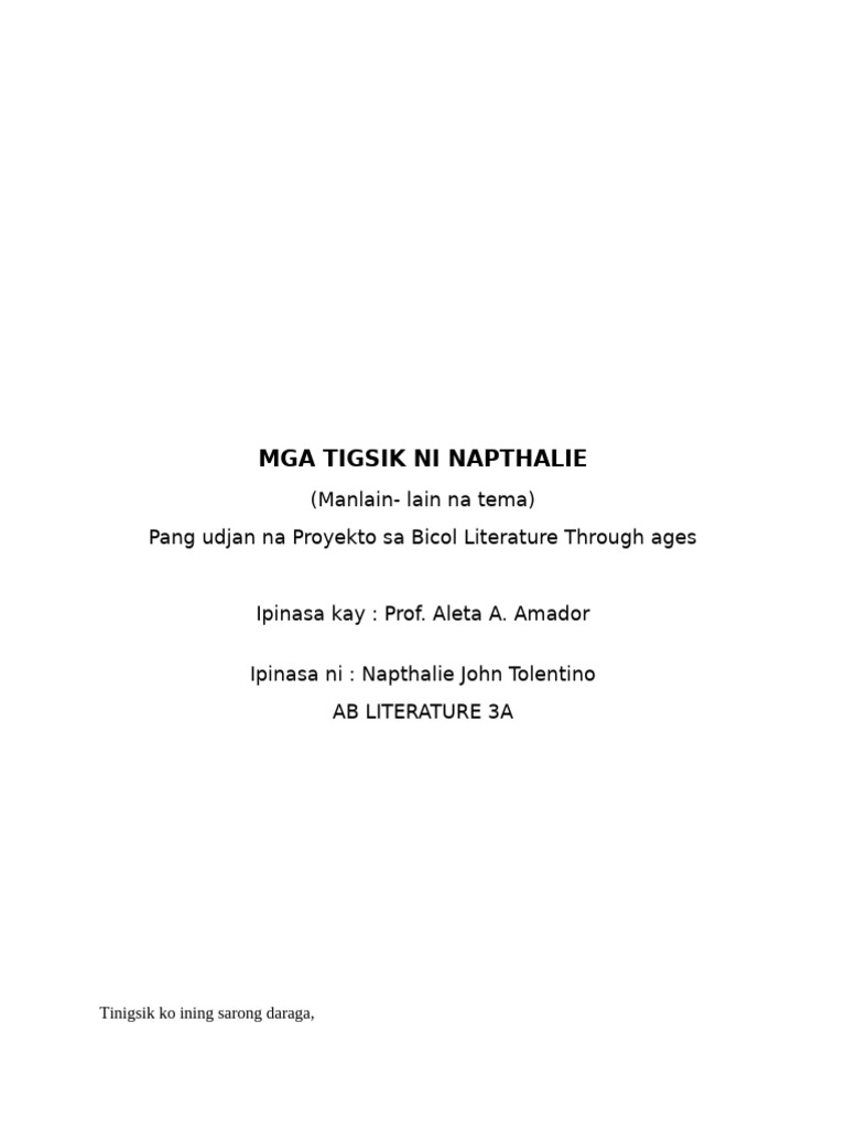 Mga Tigsik Ni Napthalie | PDF