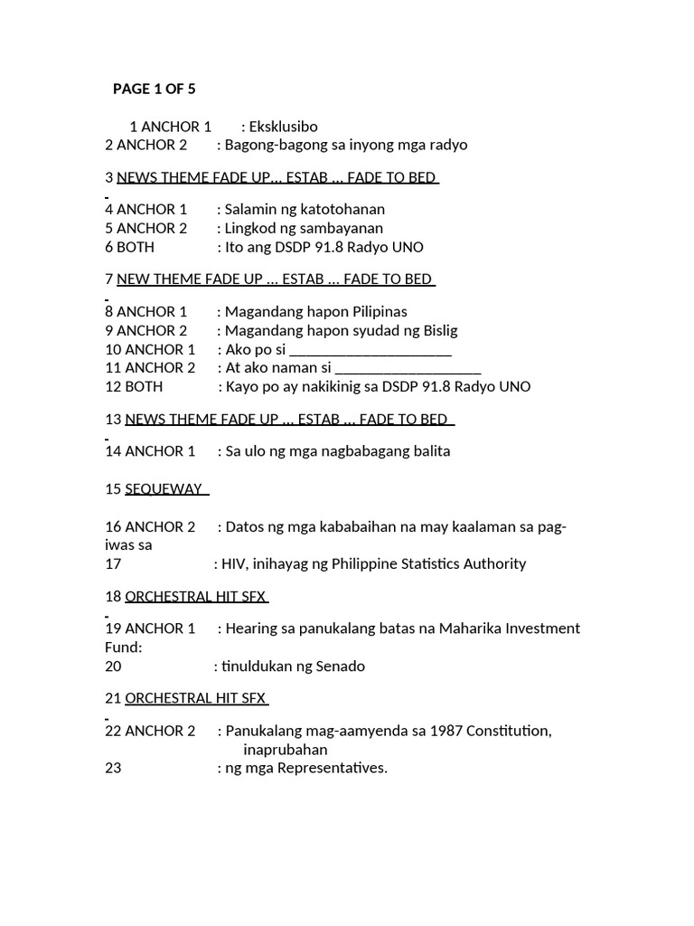 Radio Broad Script - Dox | PDF