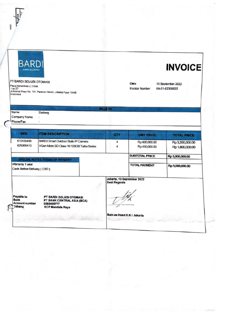 Invoice Cctv. | PDF