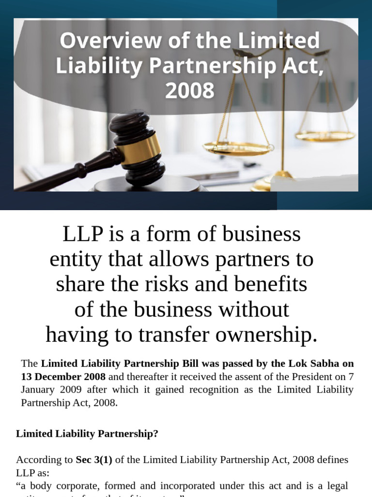 Overview of LLP Act 2008 | PDF | Limited Liability Partnership ...