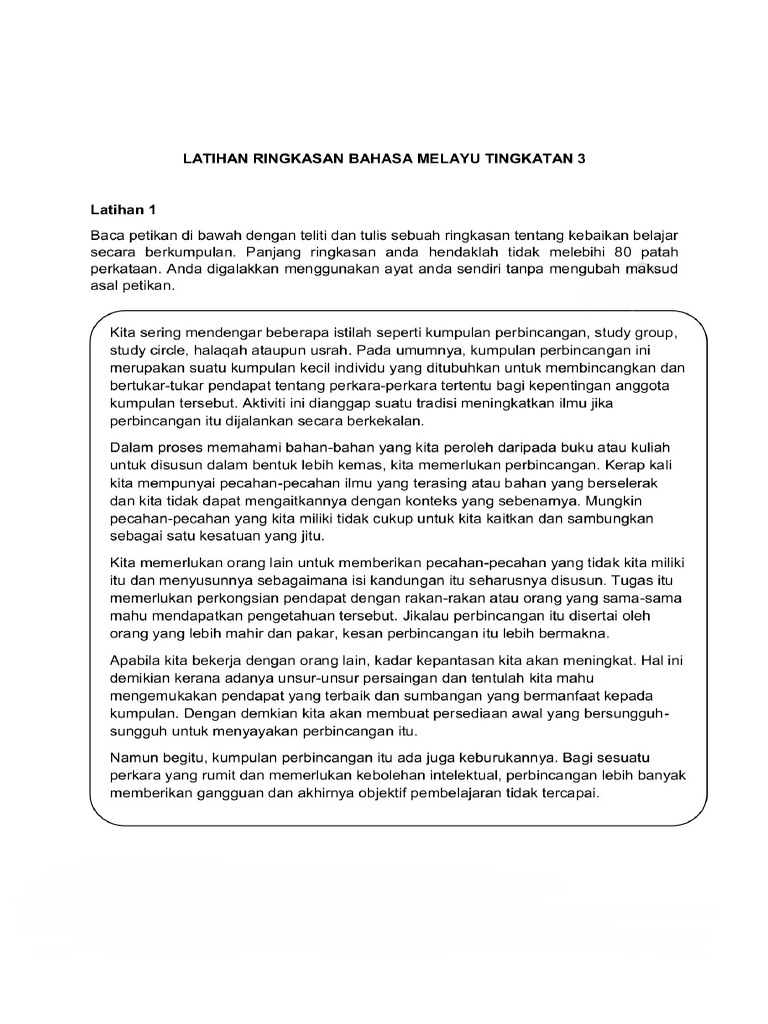 Bm Tingkatan 3 - Ringkasan ( Uasa) | PDF