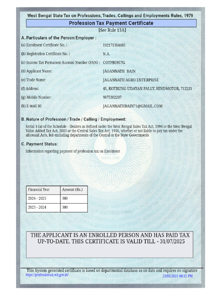 Profession Tax | PDF
