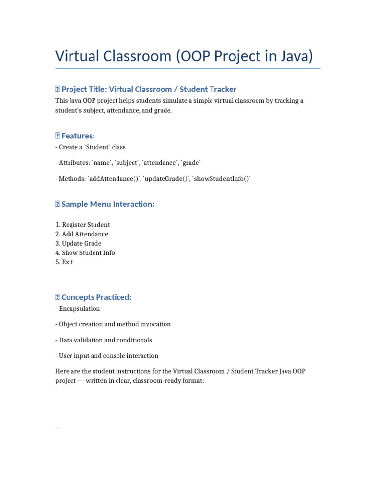 Virtual - Classroom - Student - Tracker Object Oriented Programming ...