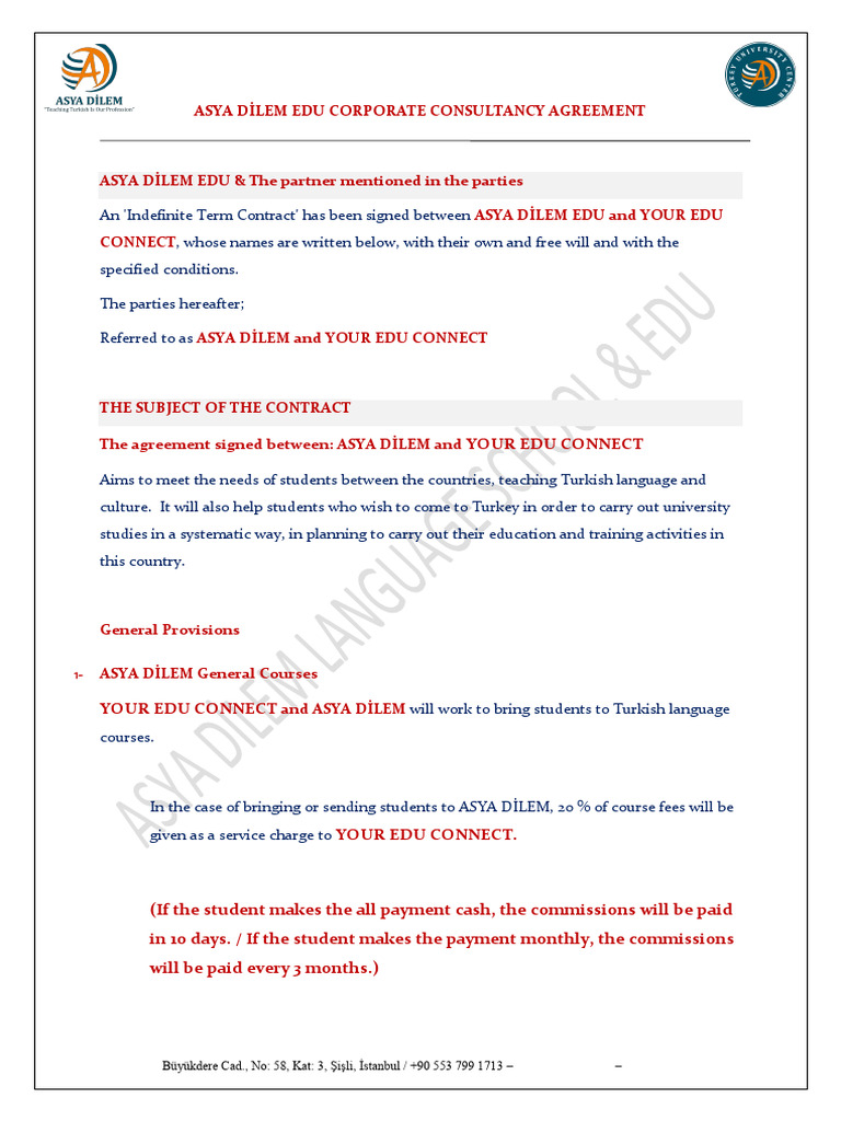 3- ASYA DİLEM - 2024 SAMPLE AGREEMENT | PDF | Business