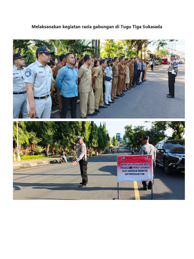 Melaksanakan Kegiatan Razia Gabungan Di Tugu Tiga Sukasada | PDF