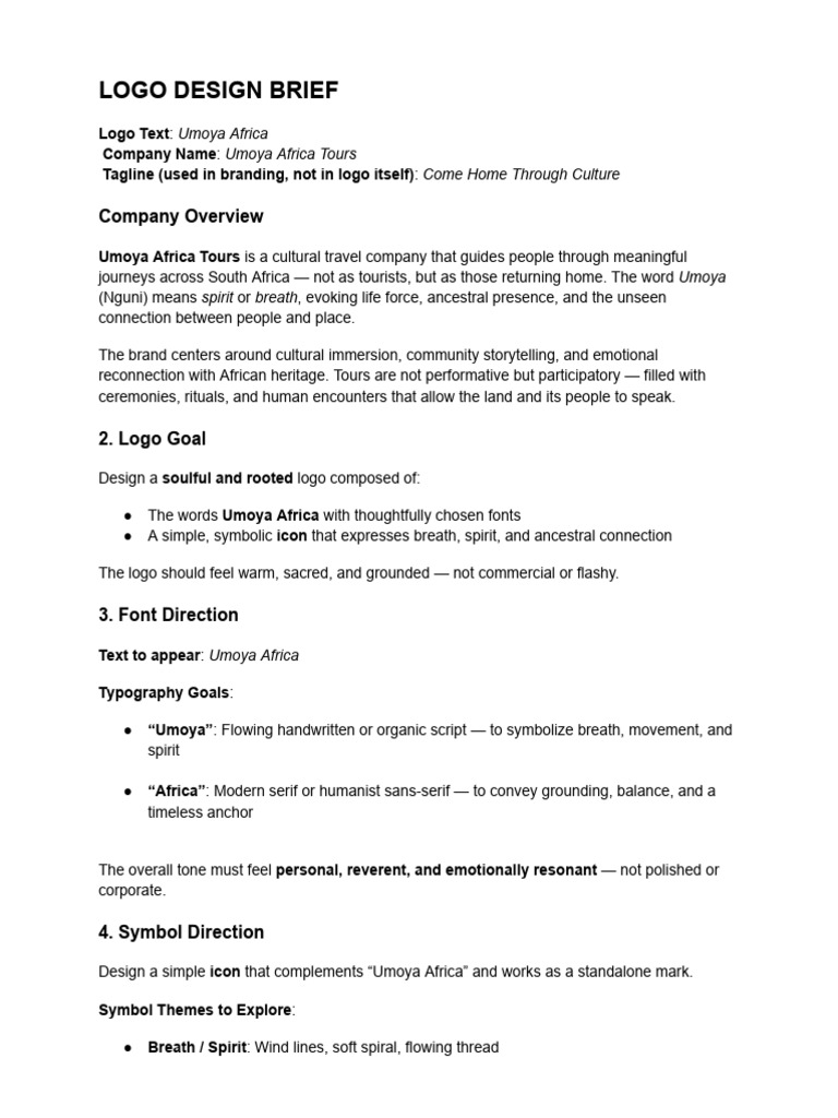 Logo Design Brief - Umoya PDF | PDF | Logos | Graphic Design