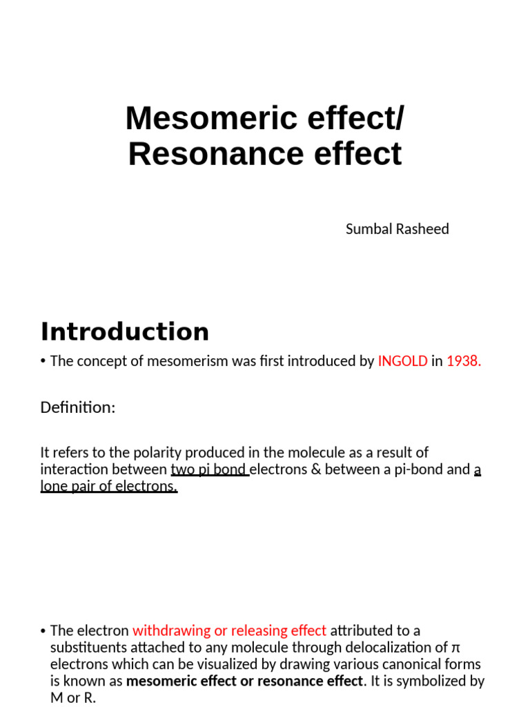 Mesomeric Effect Pdf
