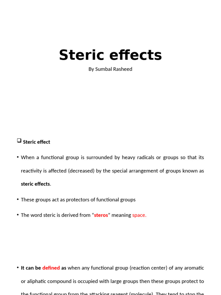 Understanding Steric Effects in Chemistry | PDF