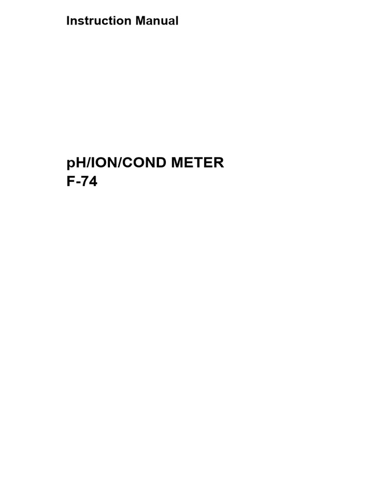 F-74 pH/ION/COND Meter Manual | PDF