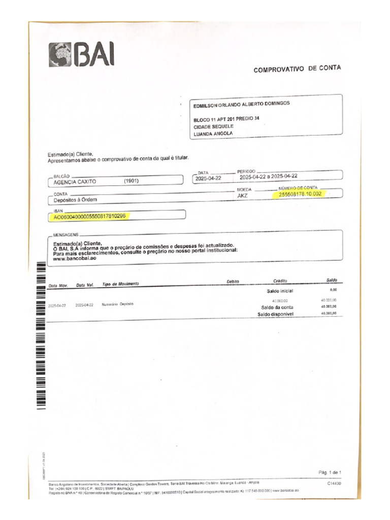 Comprovativo de Conta | PDF