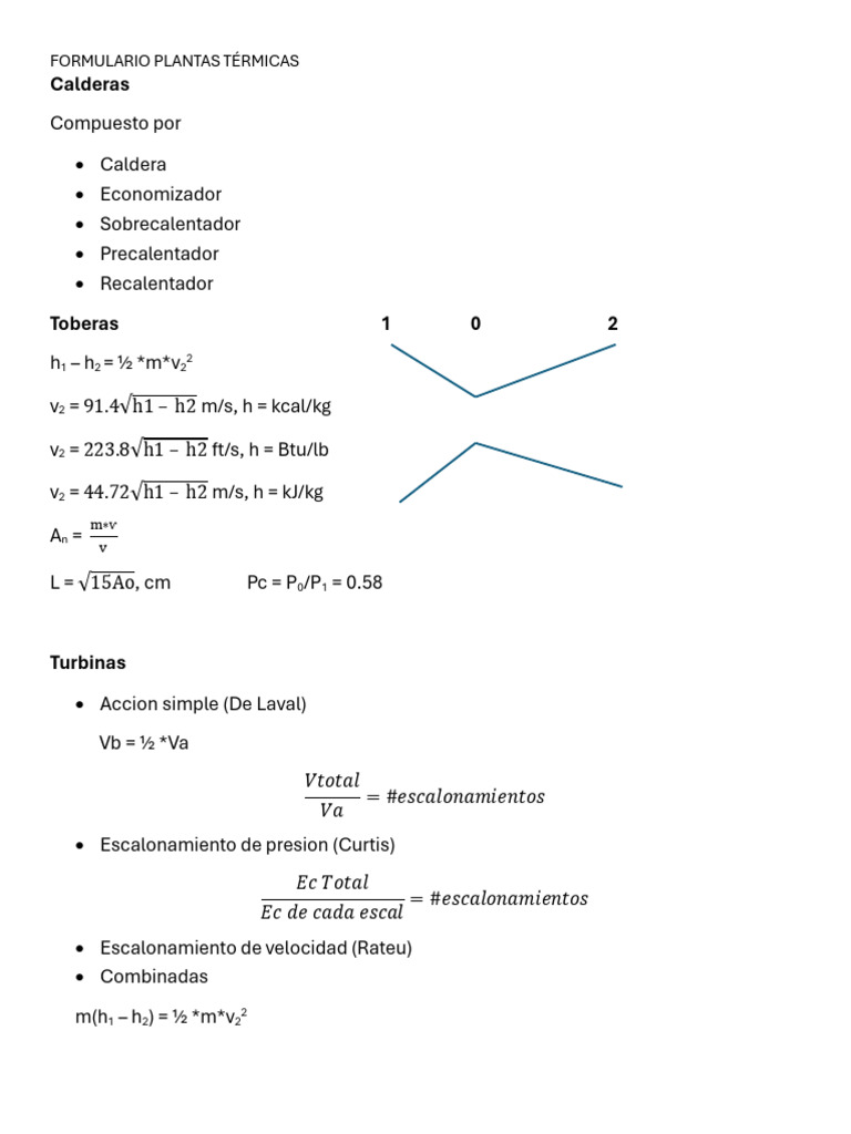 FORMULARIO PLANTAS TERMICAS | PDF | Química Física | Fenómenos científicos
