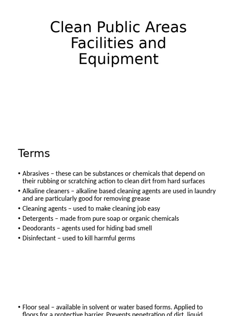 Essential Cleaning Agents and Chemicals | PDF | Chemical Substances ...