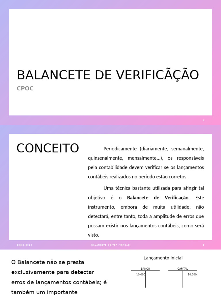 BALANCETE DE VERIFICAÇÃO | PDF | Contabilidade | Contabilidade financeira