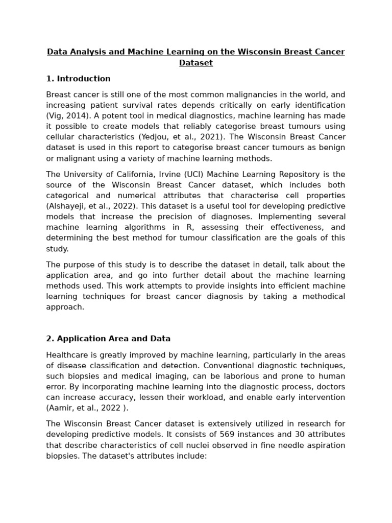 Data Analysis and Machine Learning On The Wisconsin Breast Cancer Dataset | PDF | Support Vector ...