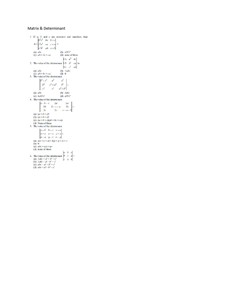 Matrix& Determinants | PDF