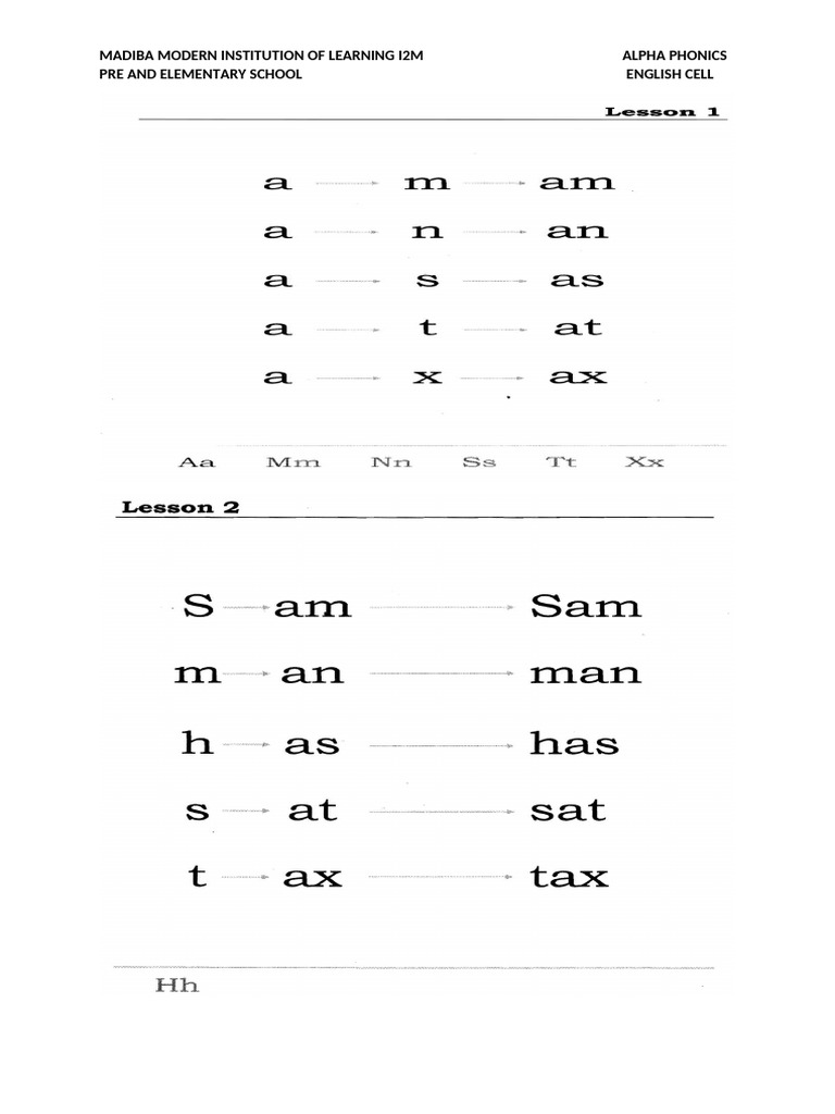 Alpha Phonic Lesson I Week 1 | PDF