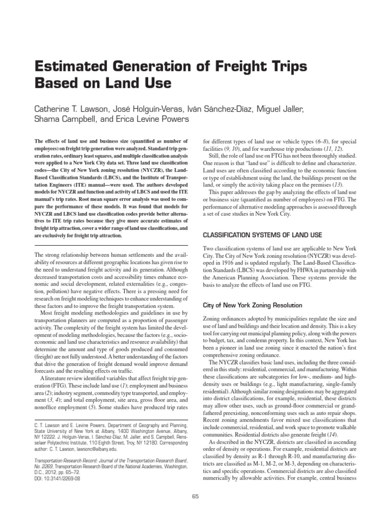 Freight Trip Generation Model Based On Land Use | PDF | Regression Analysis | Linear Regression