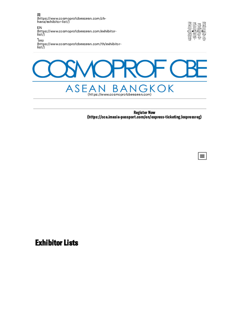Exhibitor List - Cosmoprof CBE ASEAN Natural 2 | PDF | Cosmetics | Skin Care