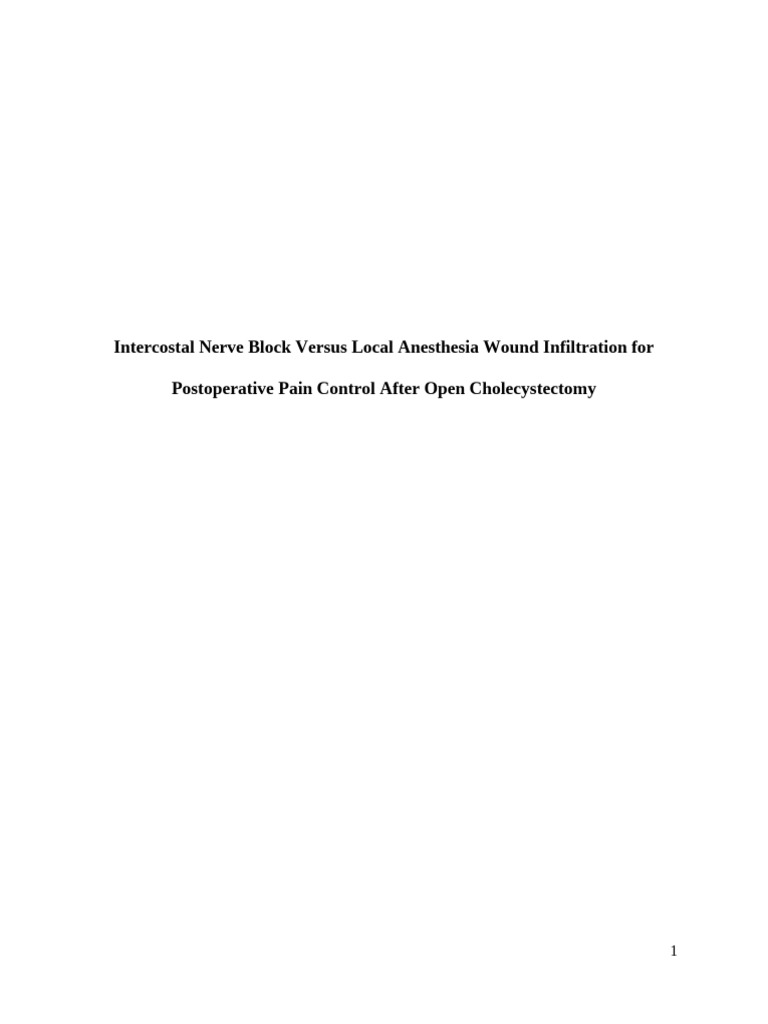 Intercostal Nerve Block Versus Local Anesthesia Wound Infiltration For ...
