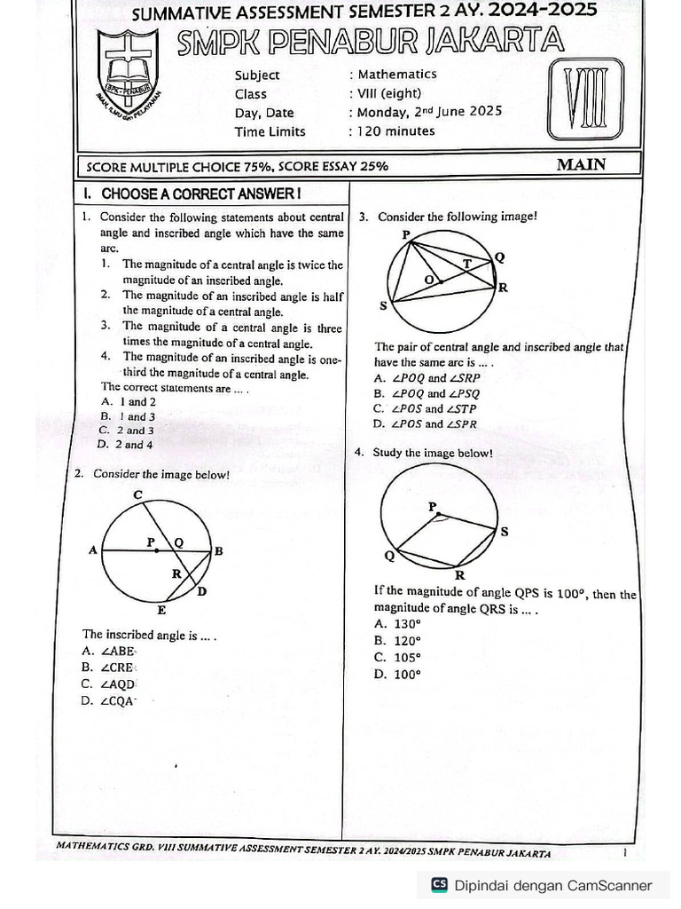 Math Assessment Grade 8 PAT US Bahas1 | PDF