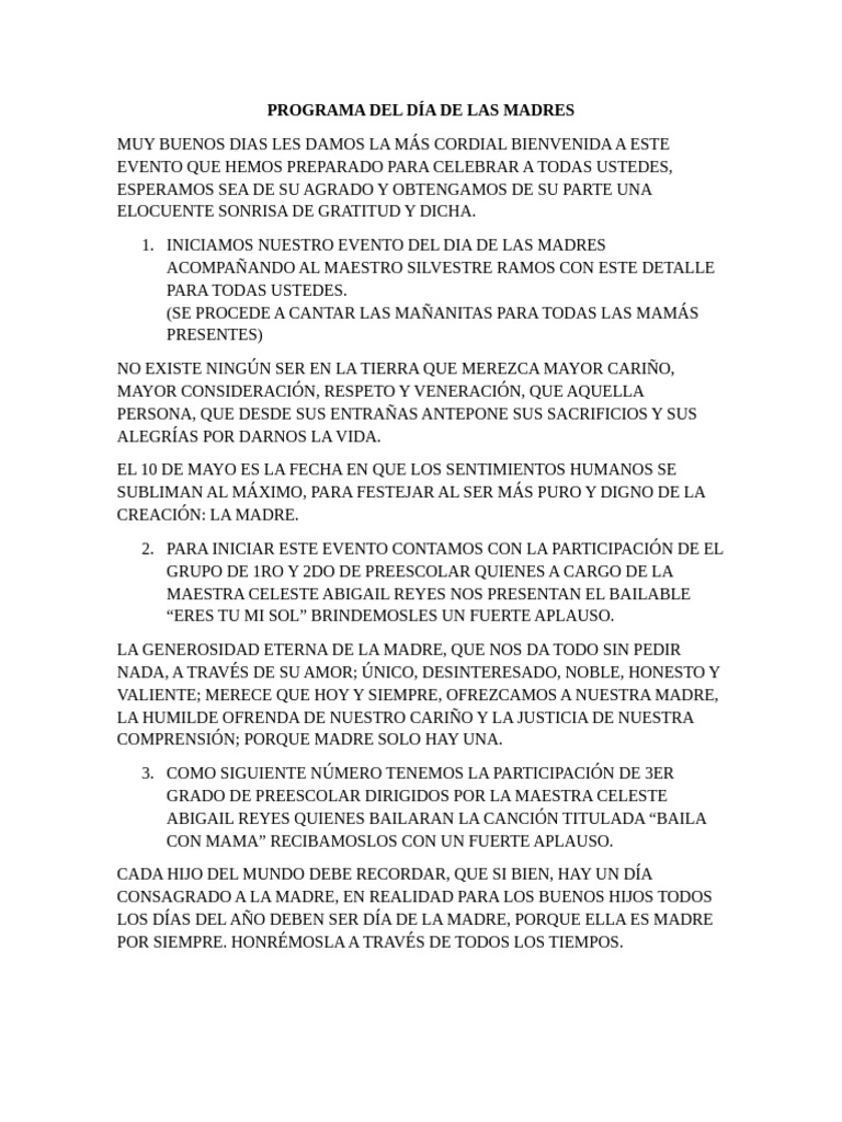 Programa del Día de las Madres 2023 | PDF
