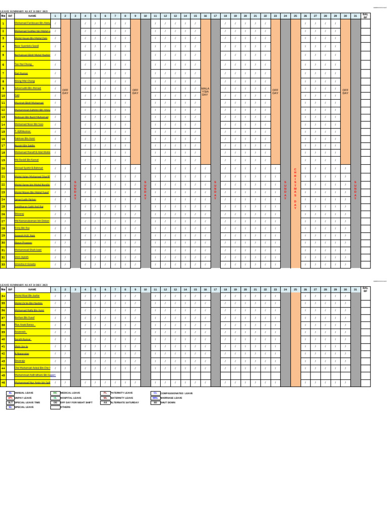 Leave Summary Report 2023 | PDF
