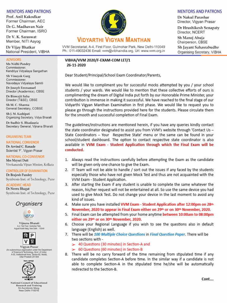 VVM Final Exam Guidelines 2020 | PDF | Software | Computing