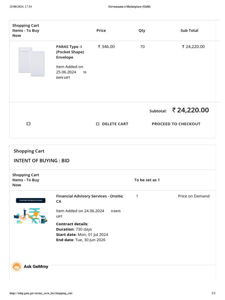 Bioenvelope Purchase on GeM Portal | PDF