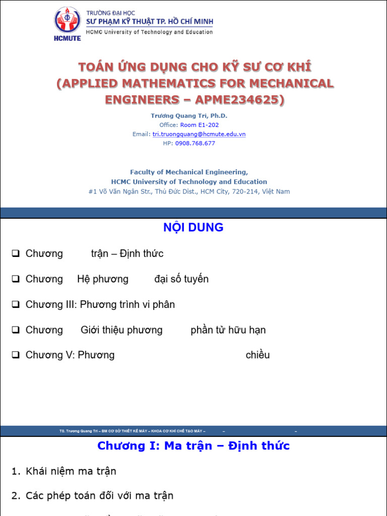 Bài Giảng Phương Trình Vi Phân - V2 | PDF